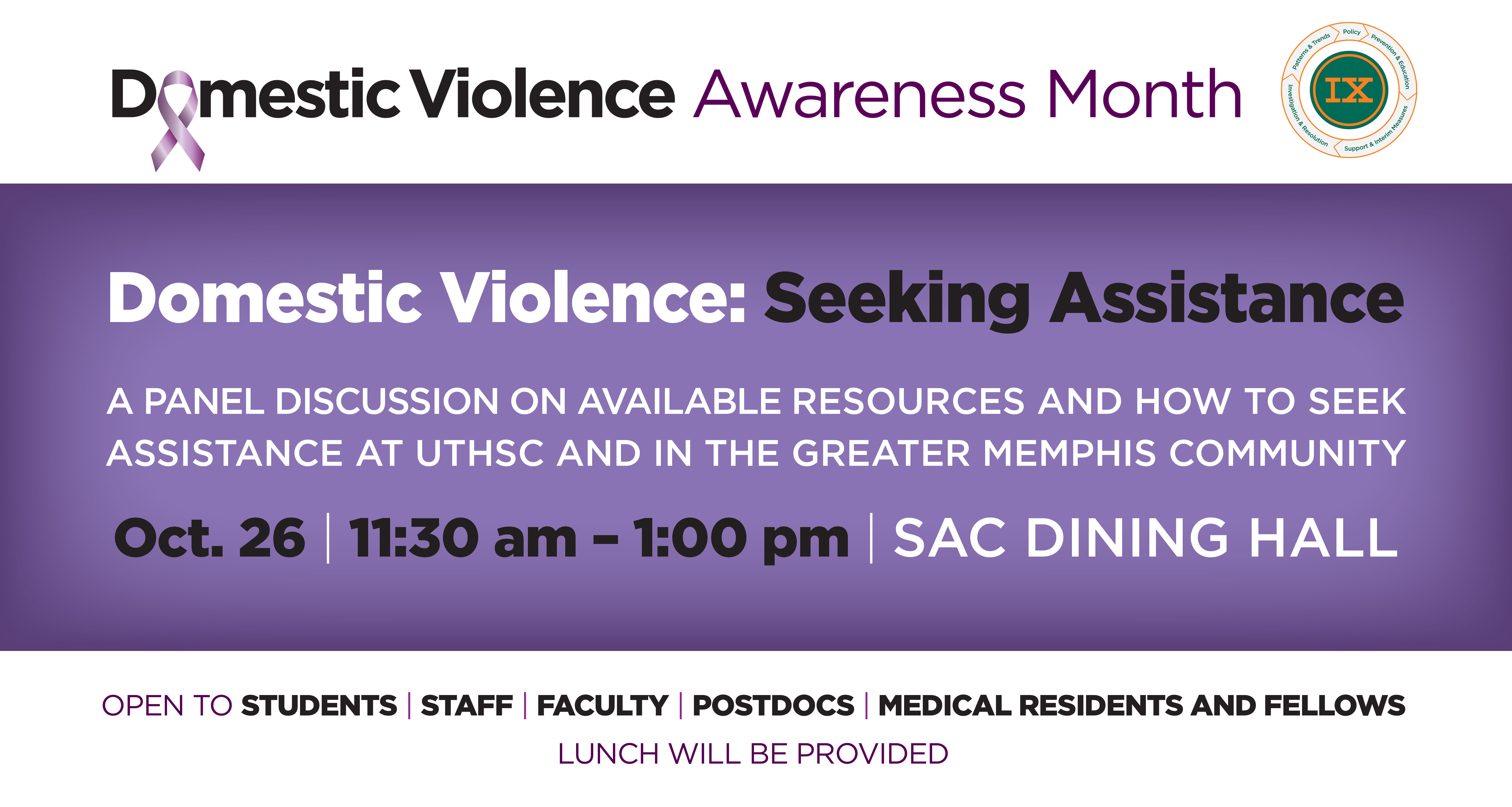 UTHSC Office of Equity and Diversity to Host Domestic Violence Panel ...